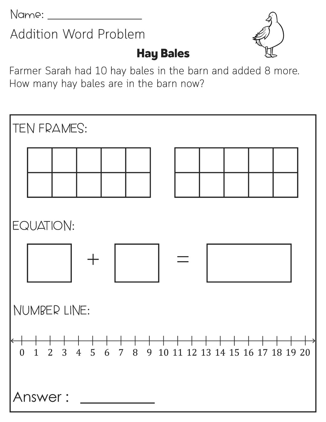 Addition and Subtraction Word Problems to 20 Farm Theme - Etsy