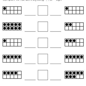 Counting and Comparing Numbers 1-10 With Ten Frame Worksheets - Etsy