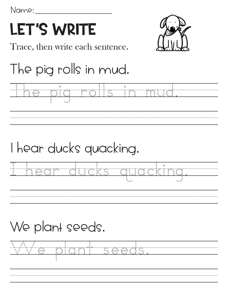 Sentence Writing and Tracing Handwriting Practice - Farm Theme - Etsy