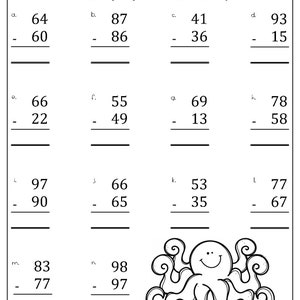 2 Digit Addition and Subtraction Worksheets - Set2 Ocean Theme Math ...