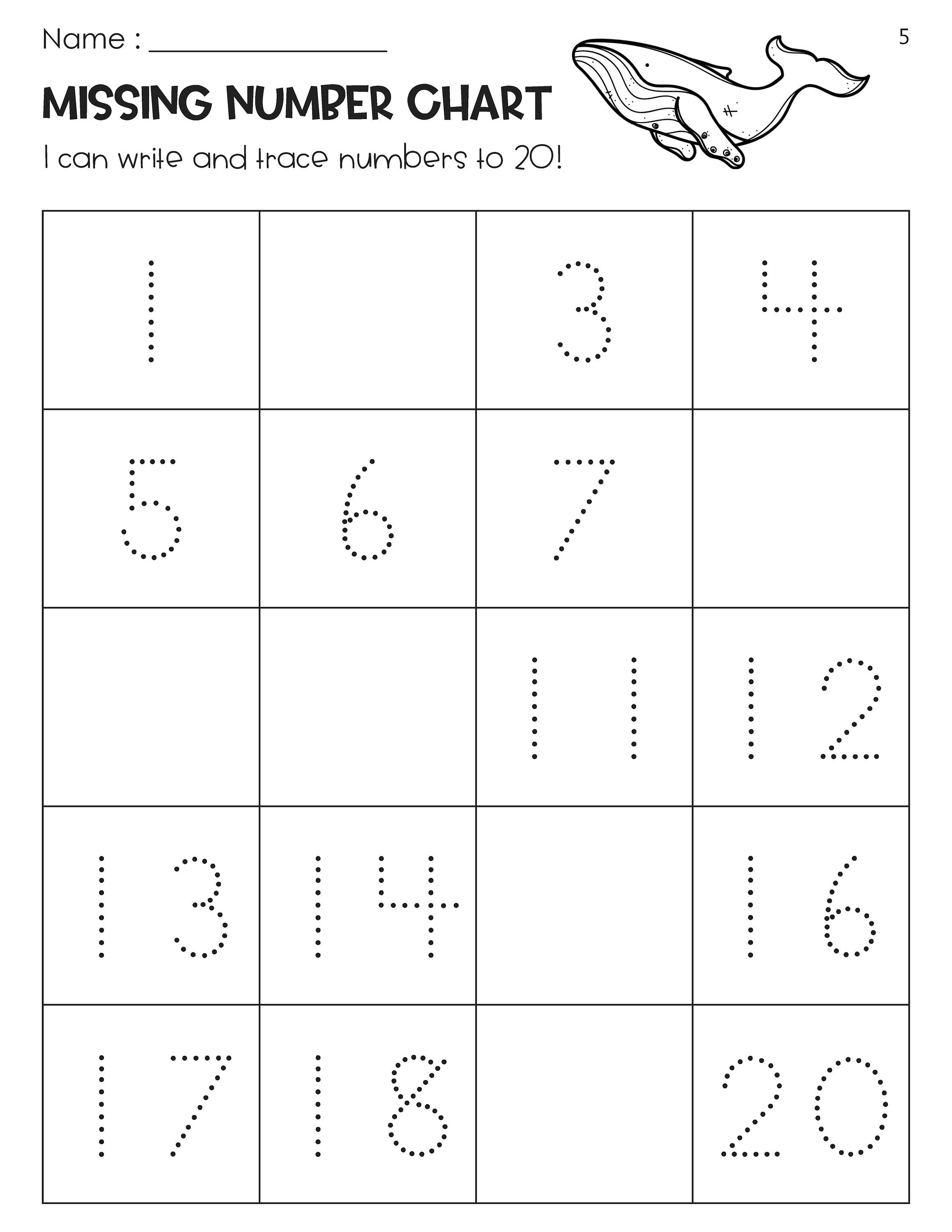 Missing Numbers Chart 1-20 Worksheets Ocean Theme - Etsy