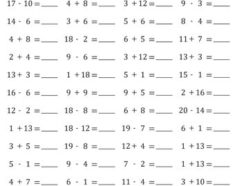 Addition and Subtraction Timed Tests | Math Fact Fluency Worksheets - Etsy