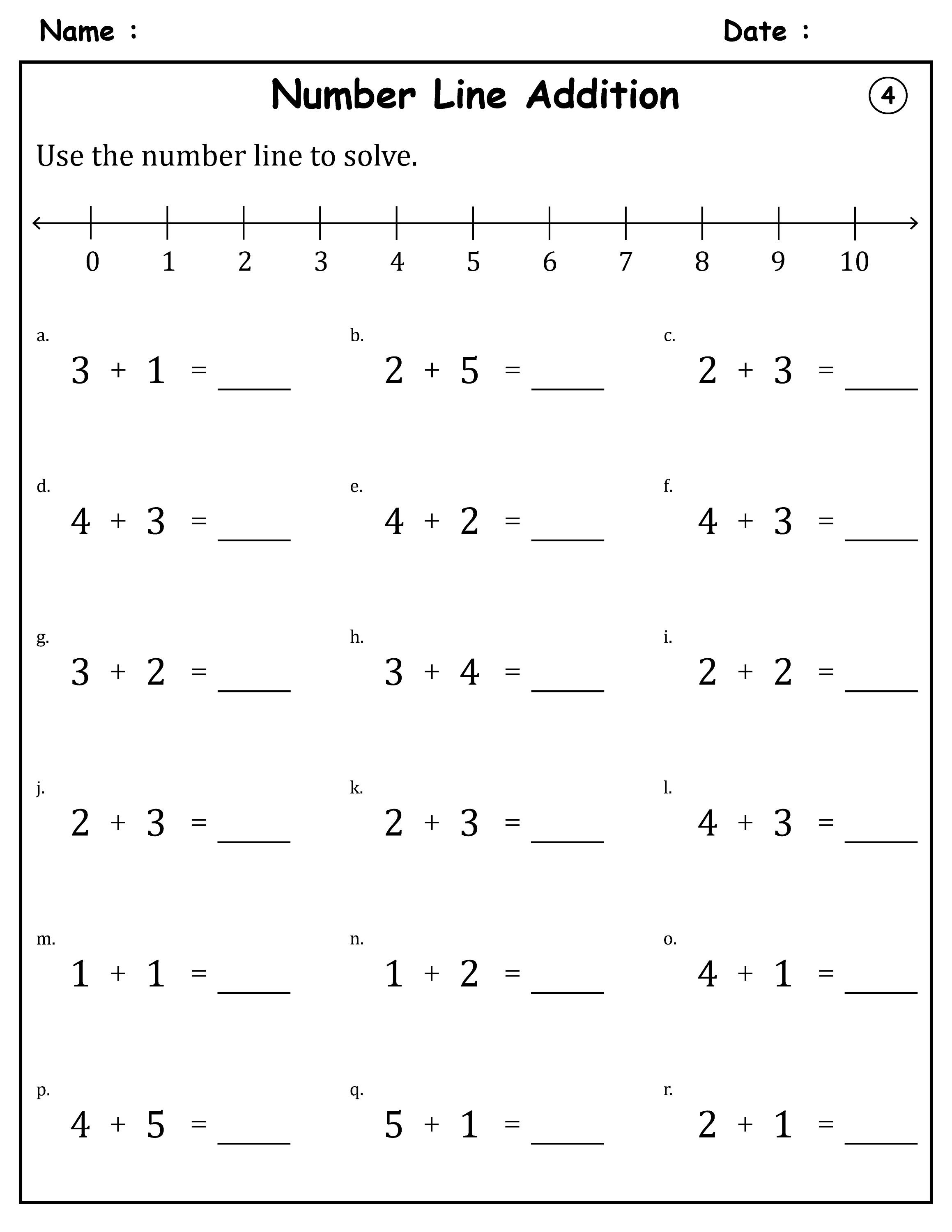Addition and Subtraction Under 10 With Number Line Worksheets - Etsy