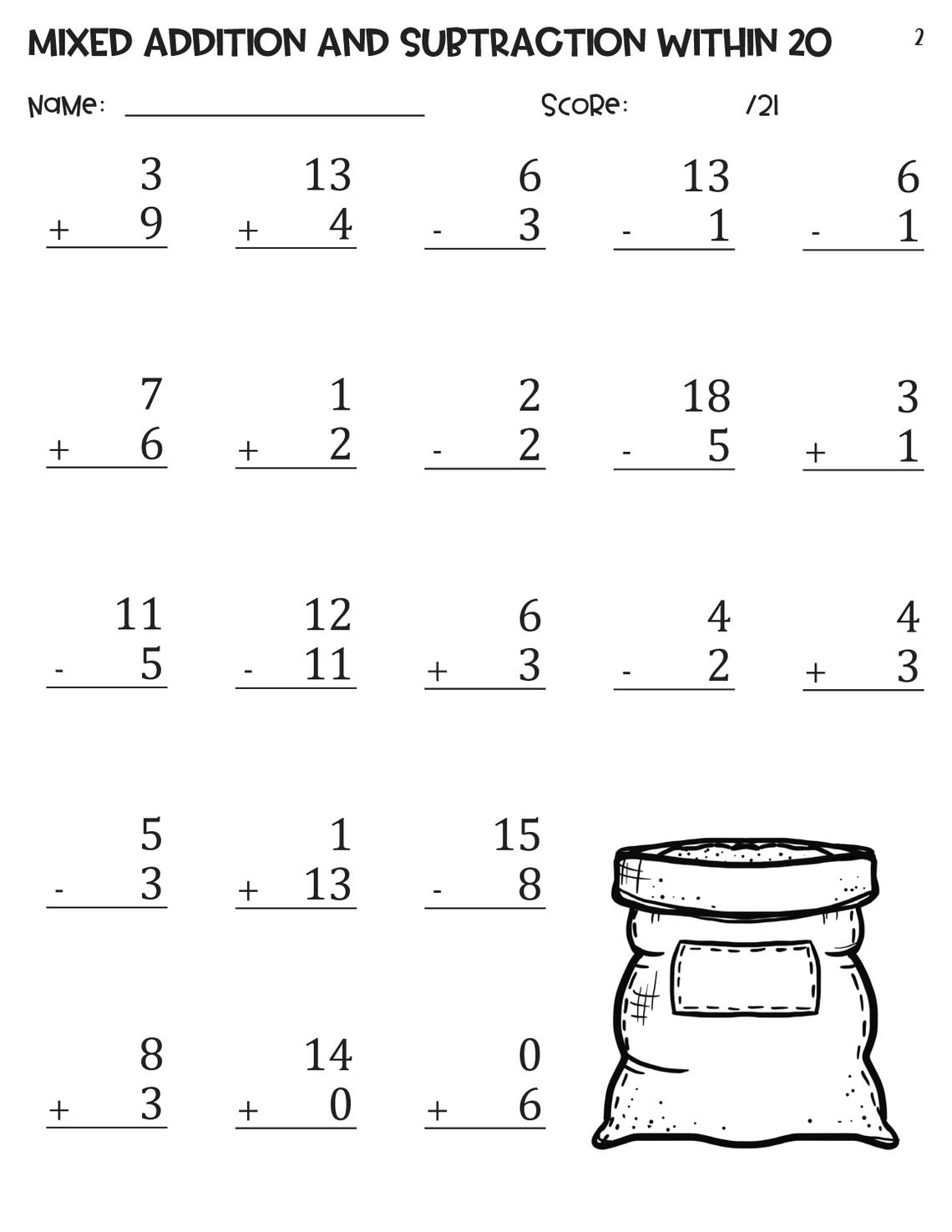 Farm Theme Mixed Addition and Subtraction Within 20 Worksheets - Etsy