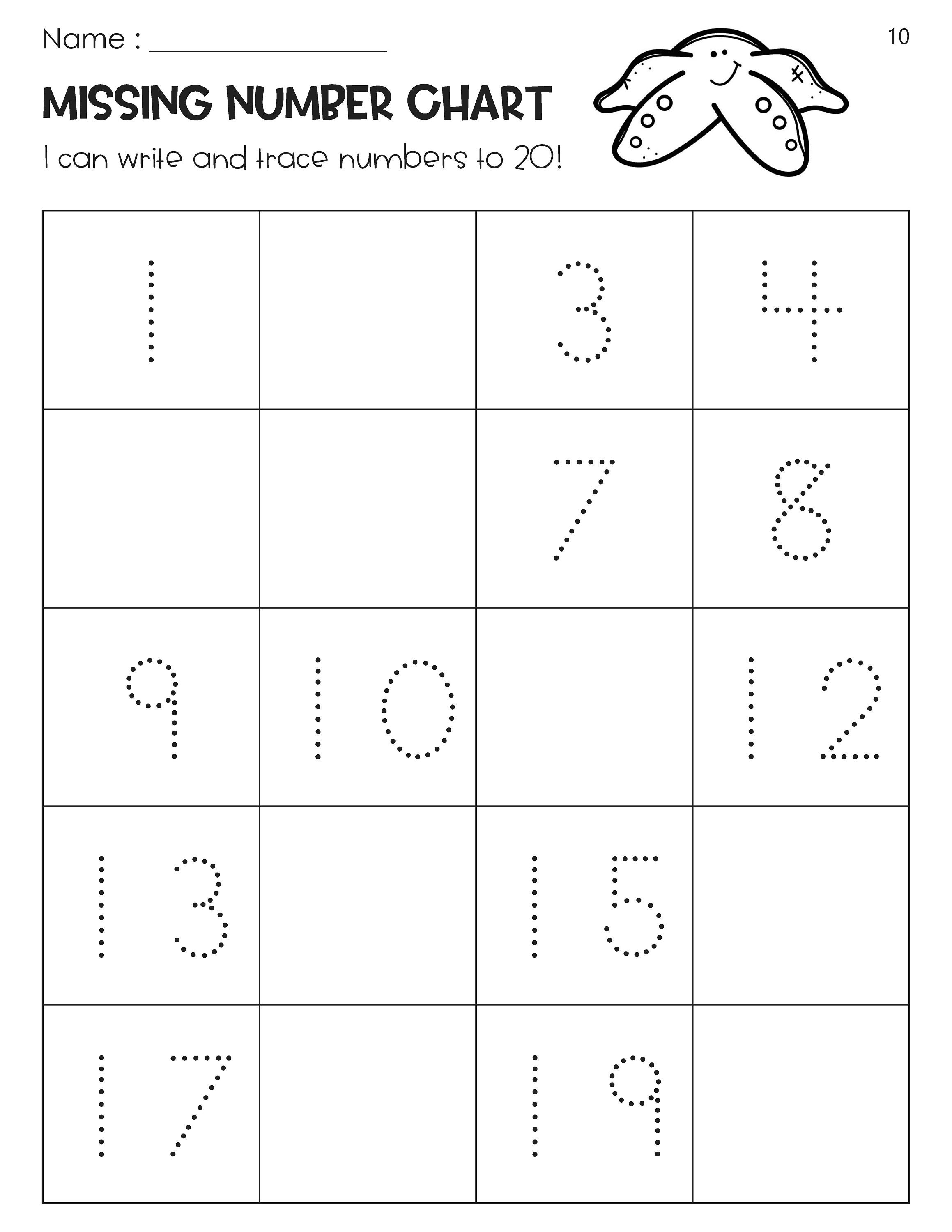 Missing Numbers Chart 1-20 Worksheets Ocean Theme - Etsy