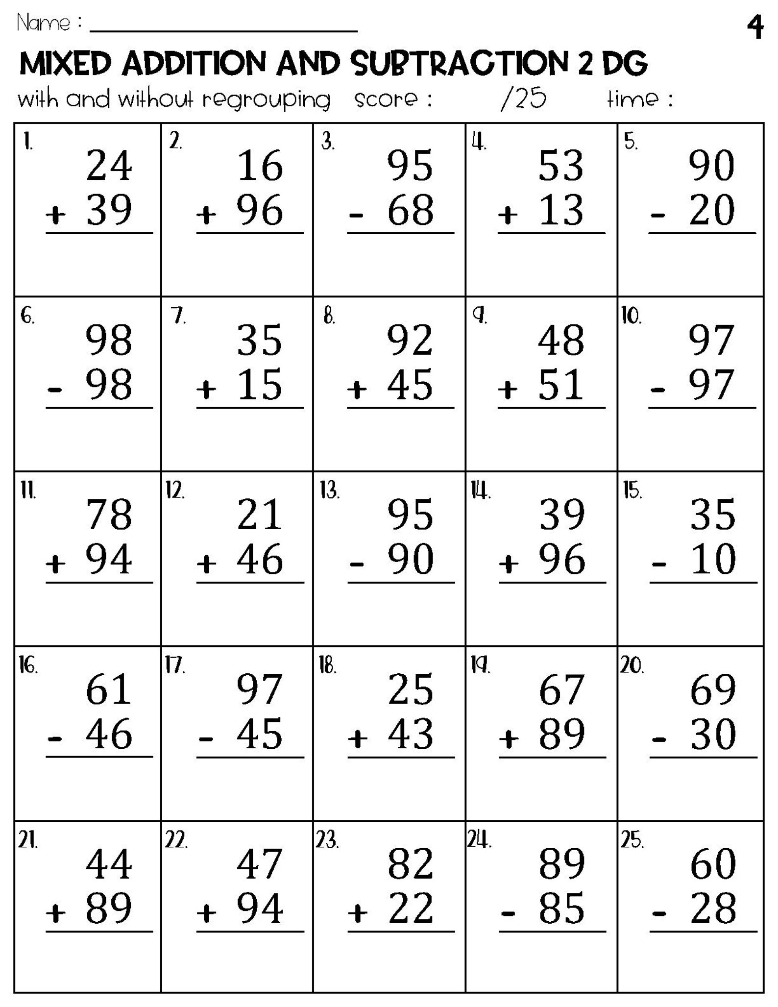 Two Digit Mixed Addition And Subtraction With And Without Etsy Two Digit Mixed Addition And Subtraction With And Without Etsy