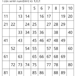 100 Chart Missing Numbers Worksheets - Etsy