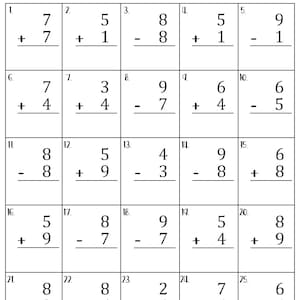 Mixed Single Digit Addition and Subtraction Worksheets - Etsy