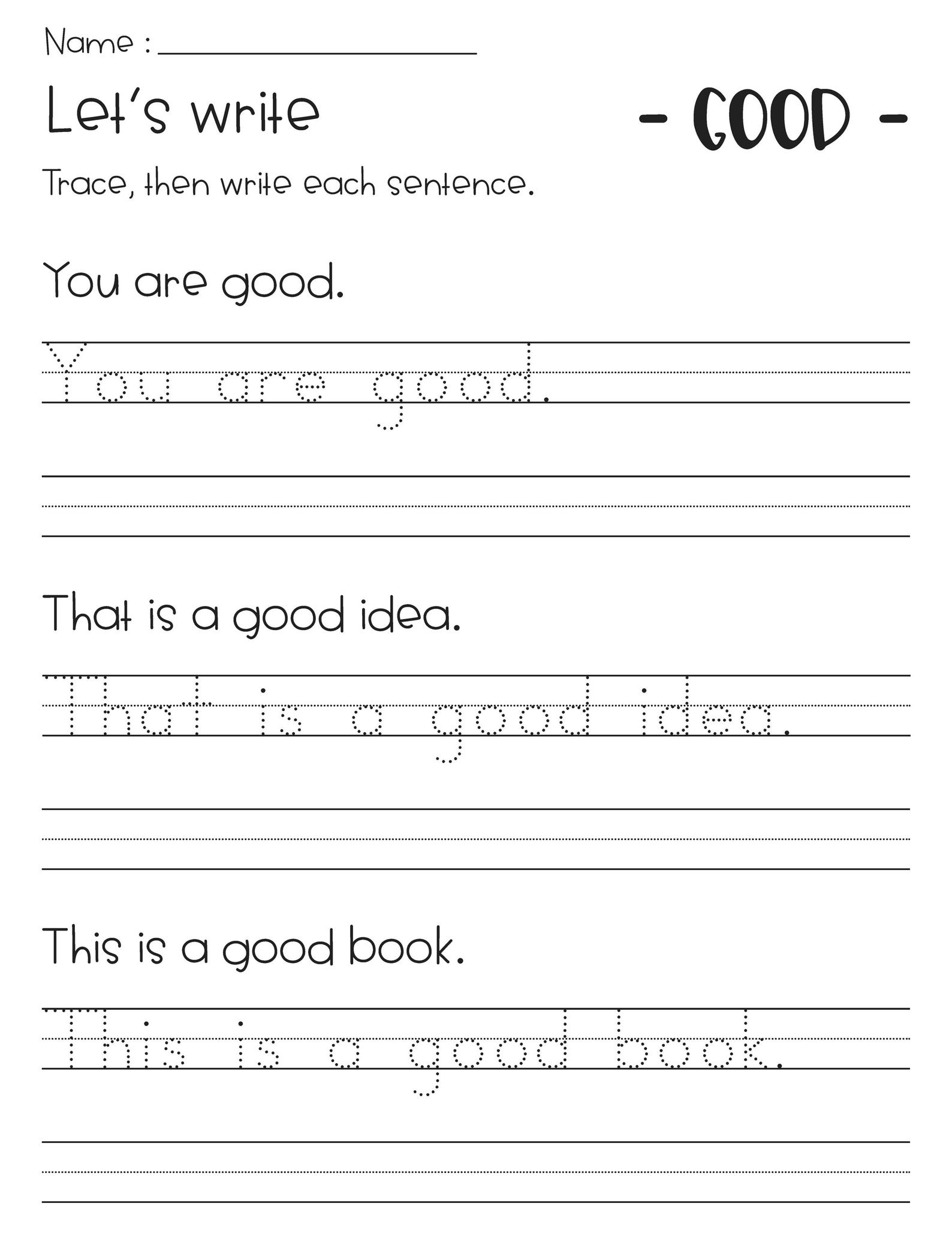 Sight Word Sentences Writing and Tracing Worksheets - Etsy