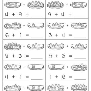 Addition With Pictures to 20 Worksheets - Adding Penguin - Etsy