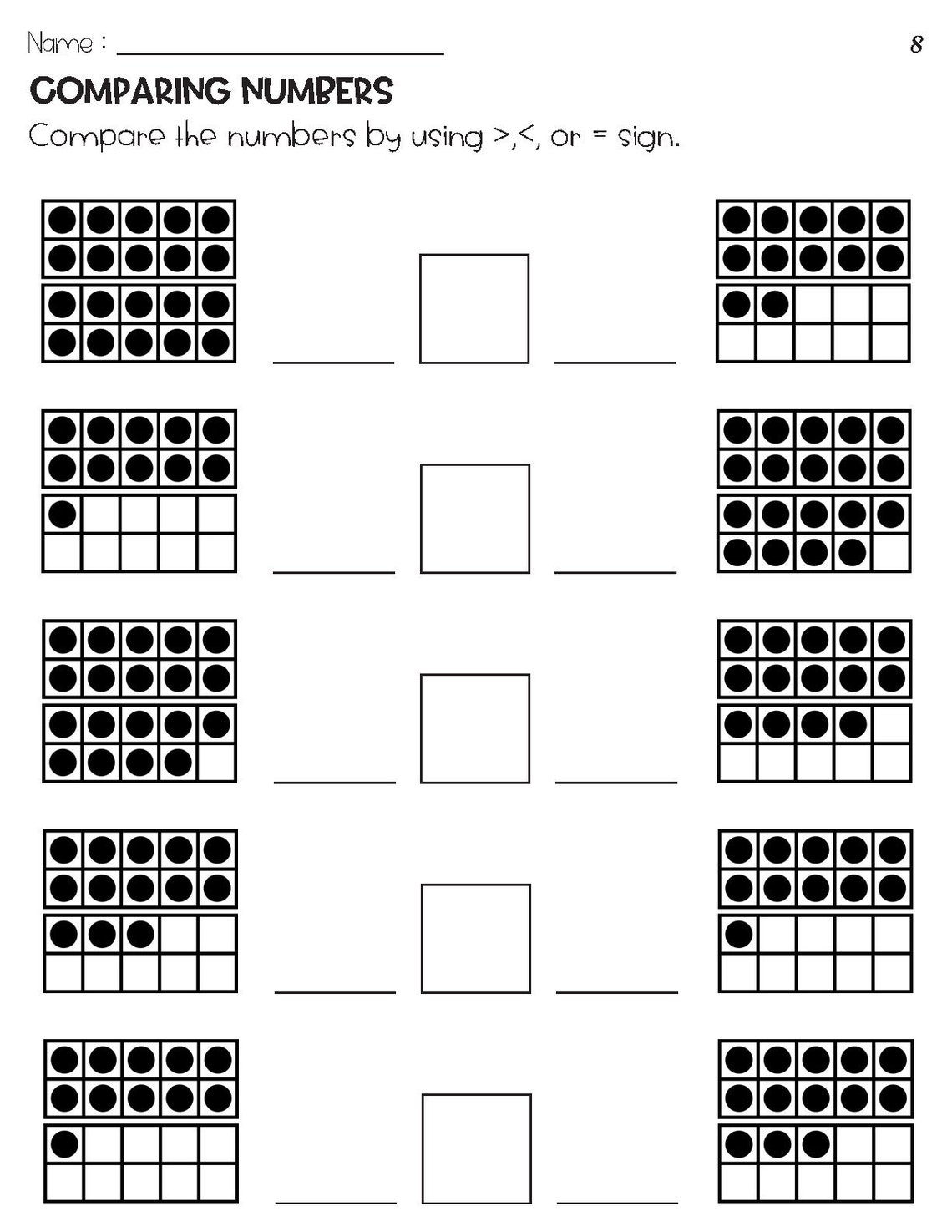 Counting and Comparing Numbers 11-20 With Ten Frame Worksheets - Etsy