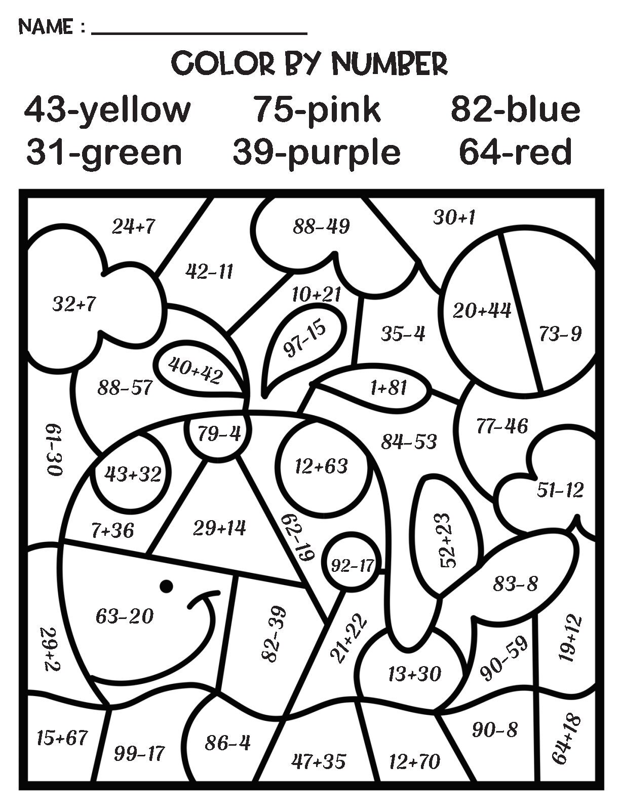 Addition With Regrouping Coloring Sheet