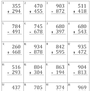Three Digit Mixed Addition and Subtraction With and Without Regrouping ...