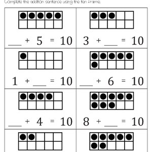 Making 10 Addition With Ten Frame Worksheets - Etsy