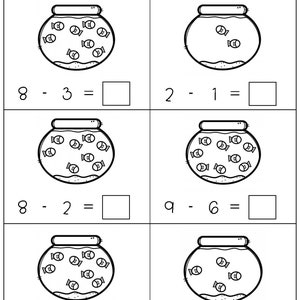 Subtraction With Pictures Within 10 Worksheets - Subtracting Fish Bowls ...