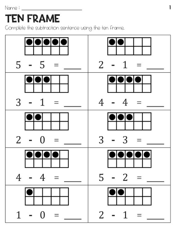 Subtraction Worksheets With Ten Frames Connecting Ten Frame Activities