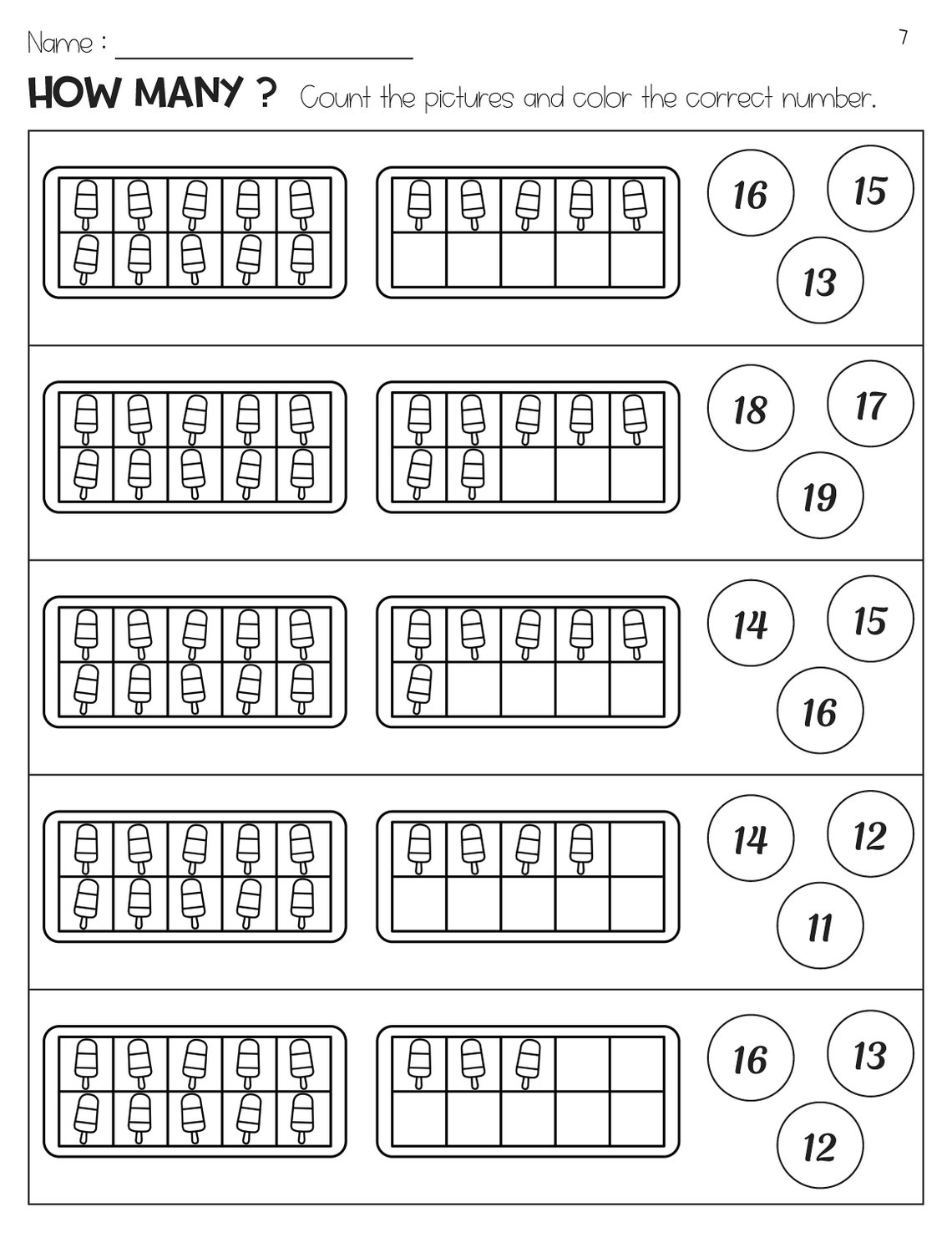 Ten Frames Counting Numbers 11-20 Worksheets Summer Theme - Etsy
