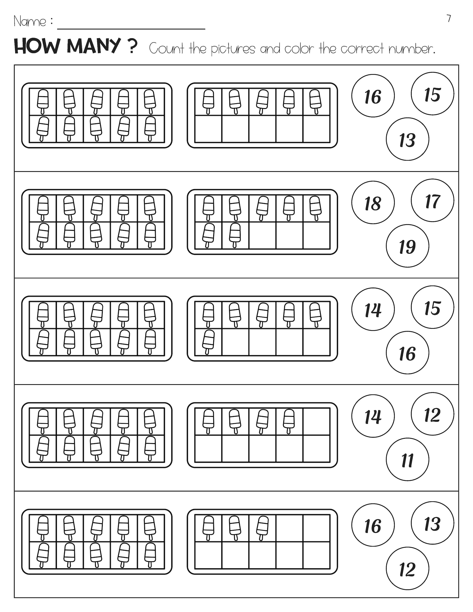 Ten Frames Counting Numbers 11-20 Worksheets Summer Theme - Etsy