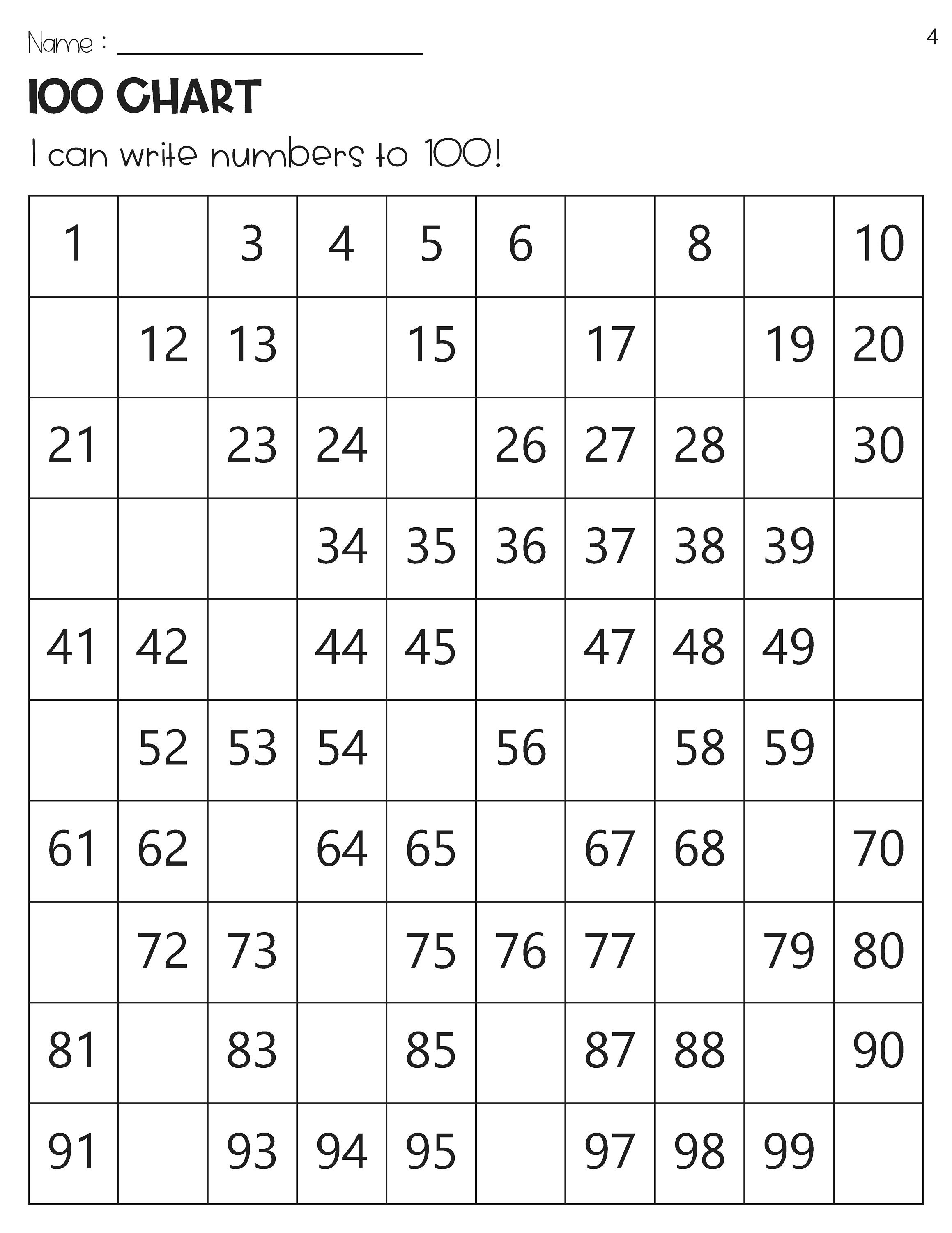 100 Chart Missing Numbers Worksheets - Etsy