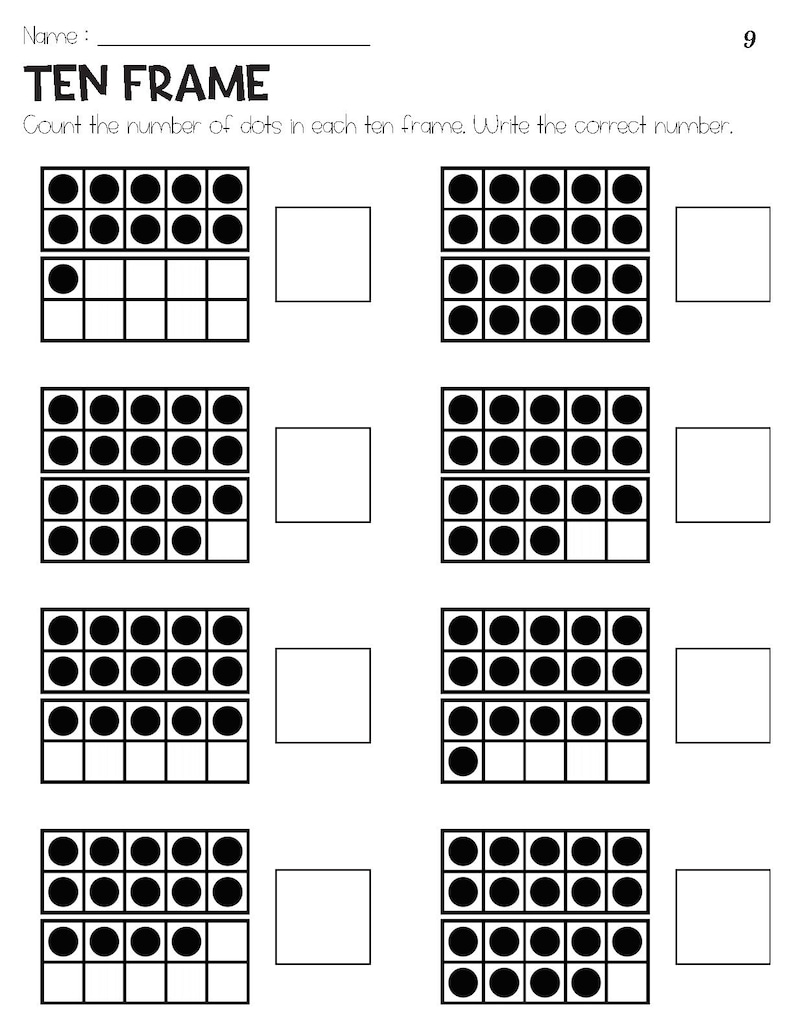 Counting Numbers 11-20 With Ten Frame Objects Worksheets - Etsy