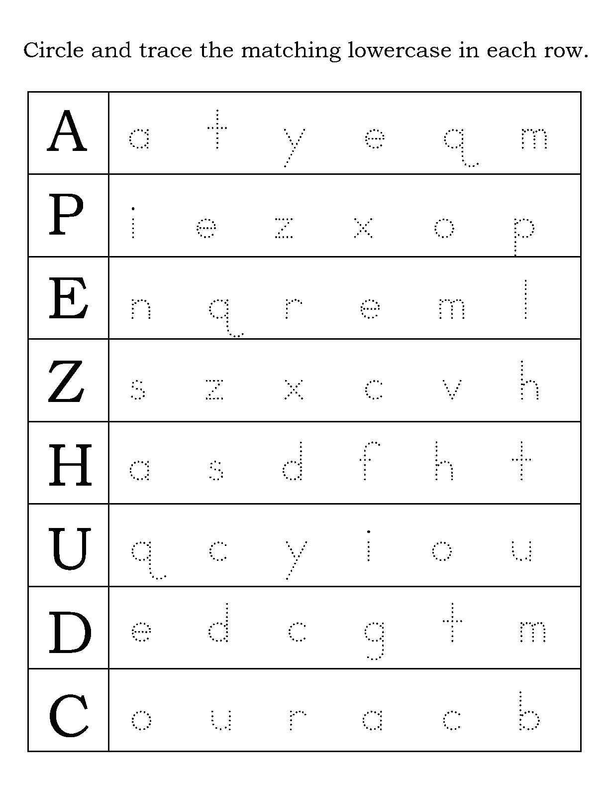 Letter Matching Uppercase and Lowercase Worksheets (printable PDF ...