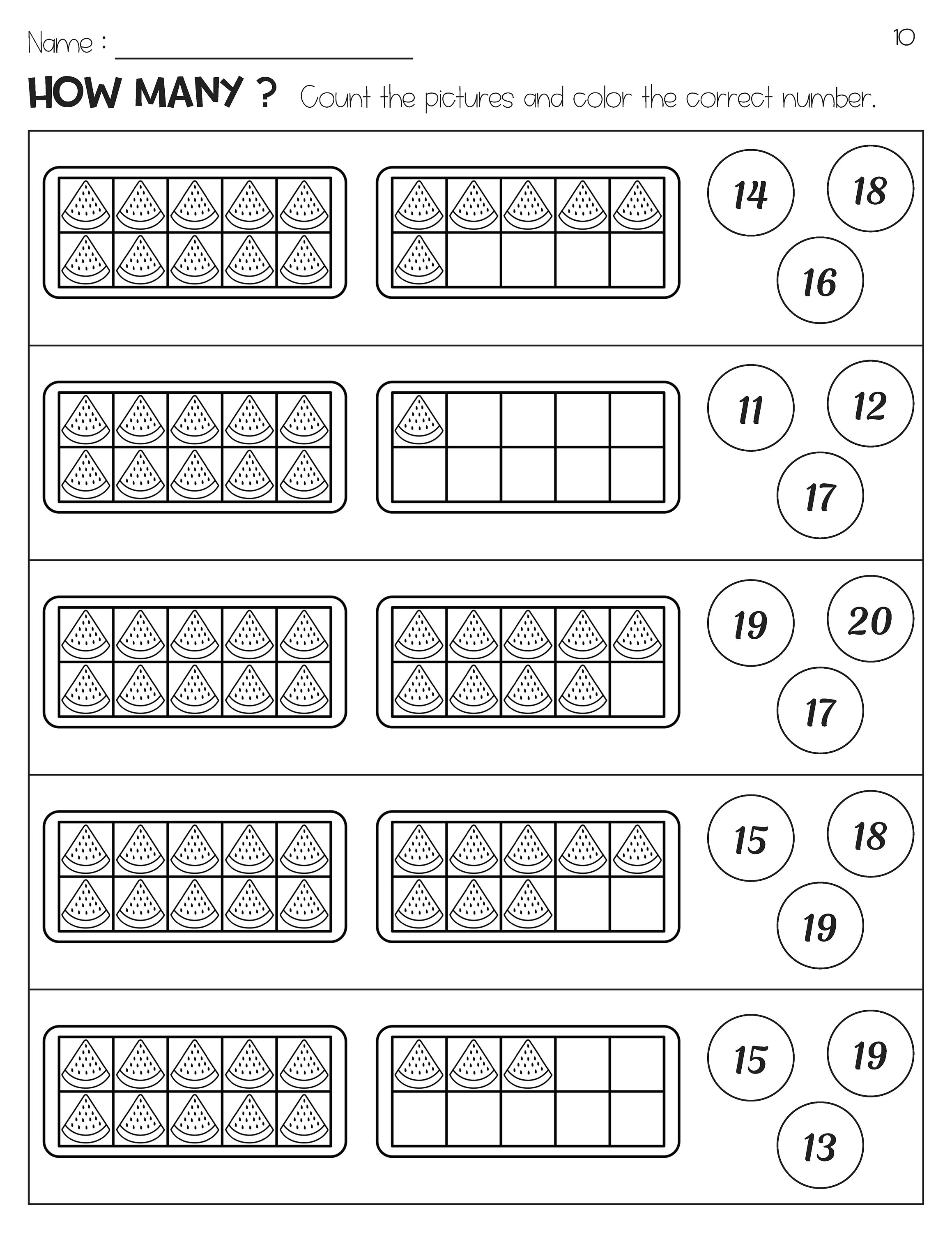 Ten Frames Counting Numbers 11-20 Worksheets Summer Theme - Etsy