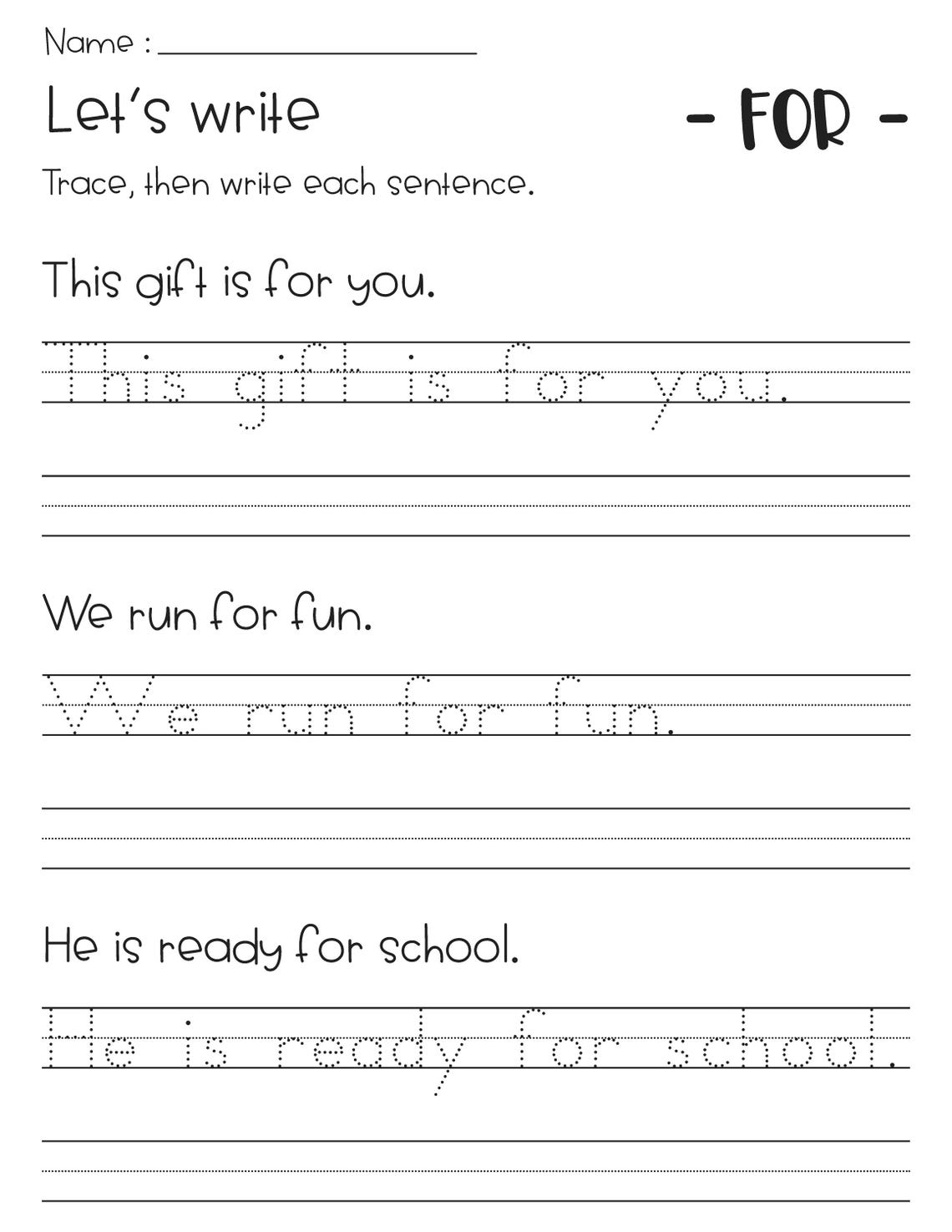 Sight Word Sentences Writing and Tracing Worksheets - Etsy