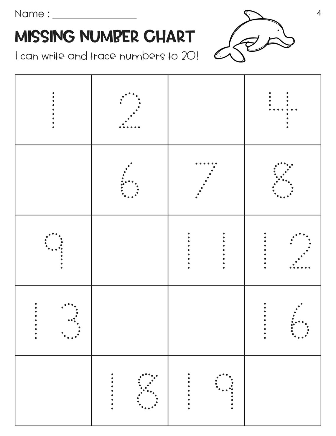 Missing Numbers Chart 1-20 Worksheets Ocean Theme - Etsy