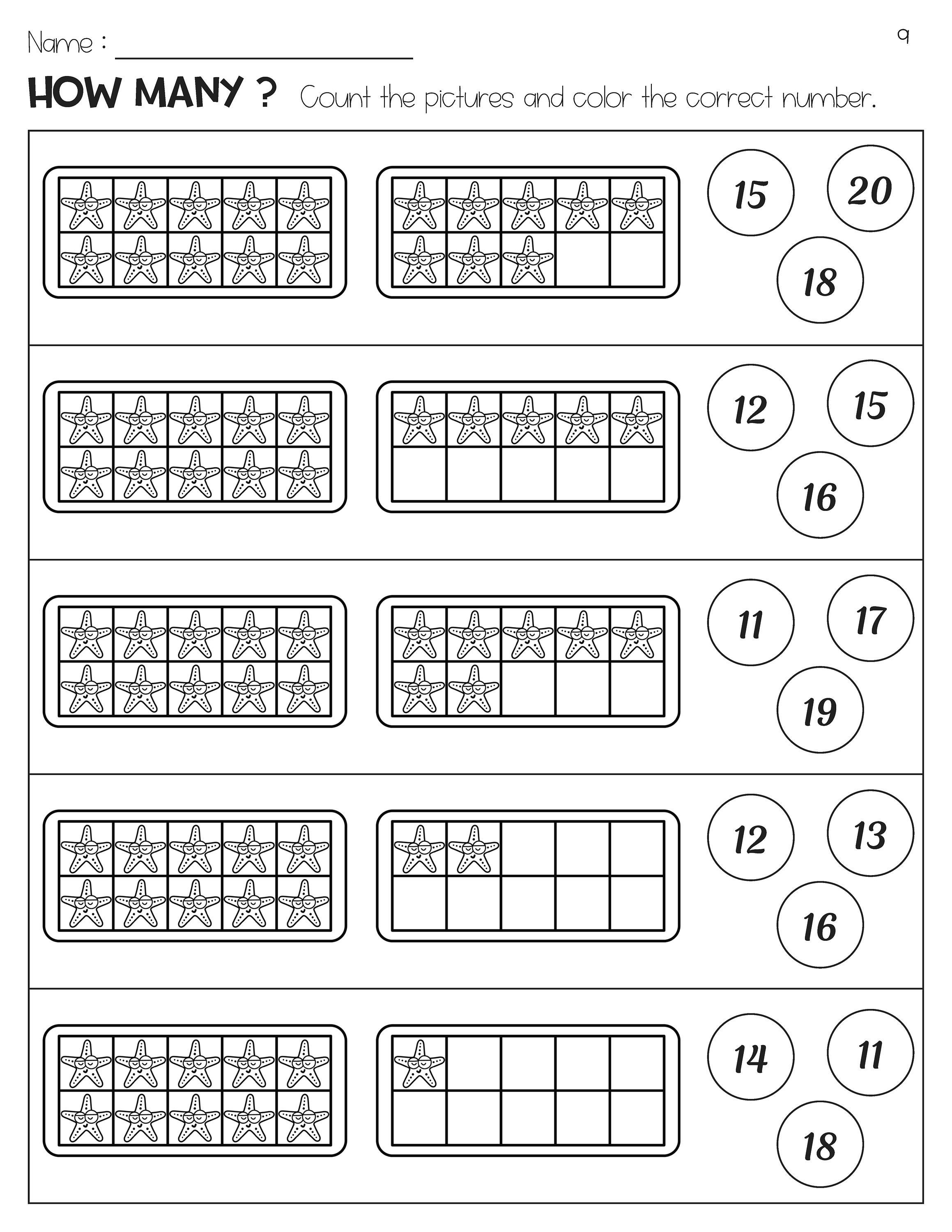 Ten Frames Counting Numbers 11-20 Worksheets Summer Theme - Etsy