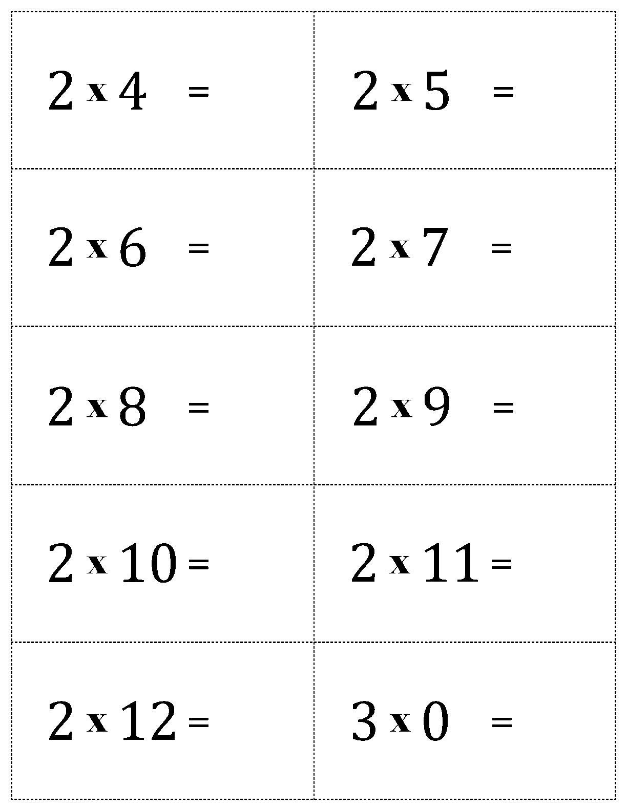 Multiplication Horizontal Flash Cards Printable to 12 - Etsy