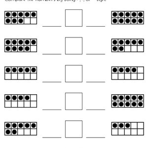Counting and Comparing Numbers 1-10 With Ten Frame Worksheets - Etsy