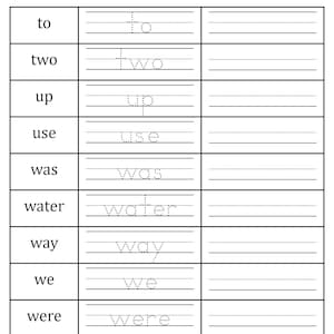 Trace and Write Fry First 200 Sight Words Worksheets - Etsy