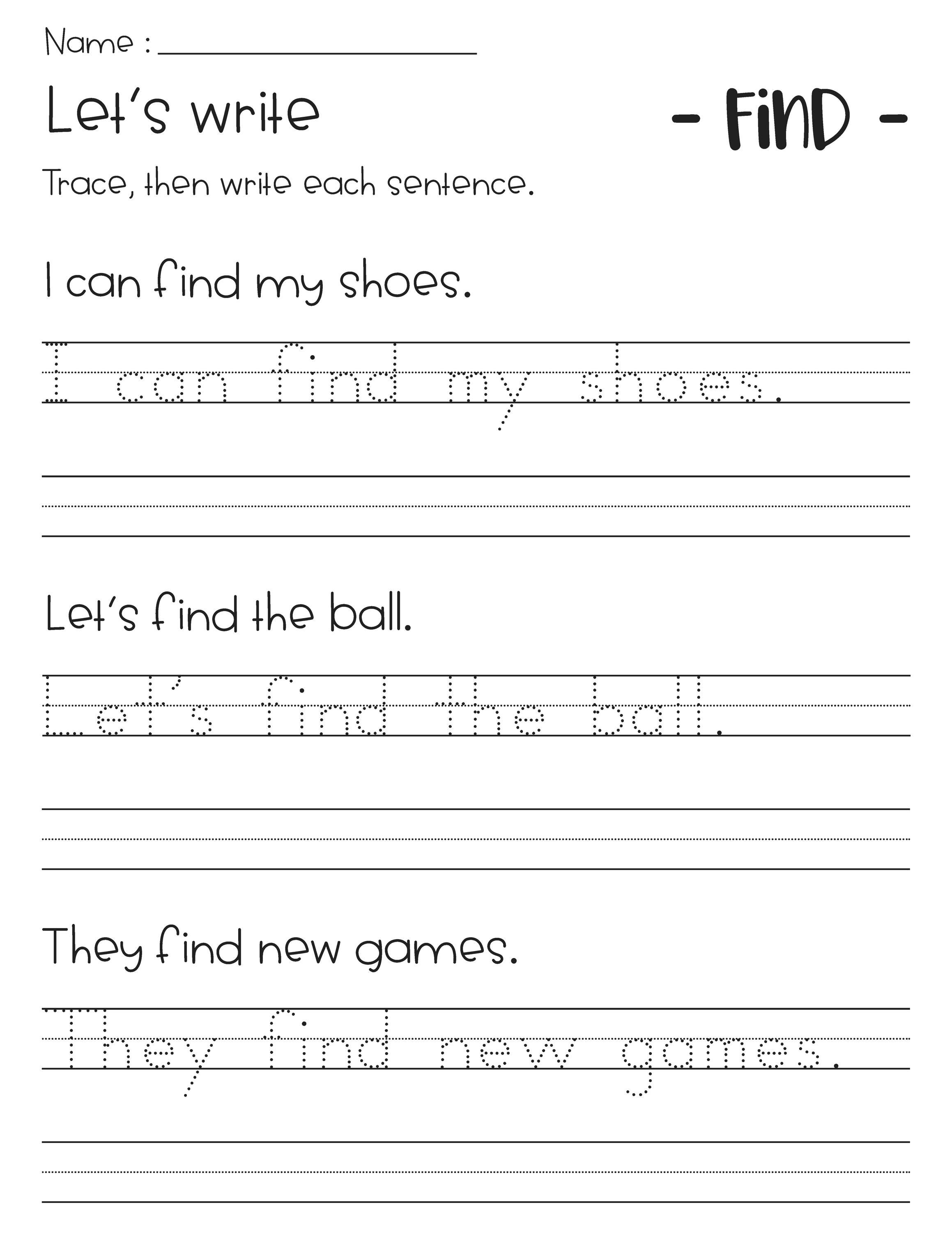 Sight Word Sentences Writing and Tracing Worksheets - Etsy