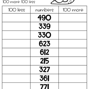 100 More and 100 Less Worksheets - Ocean Theme - Etsy