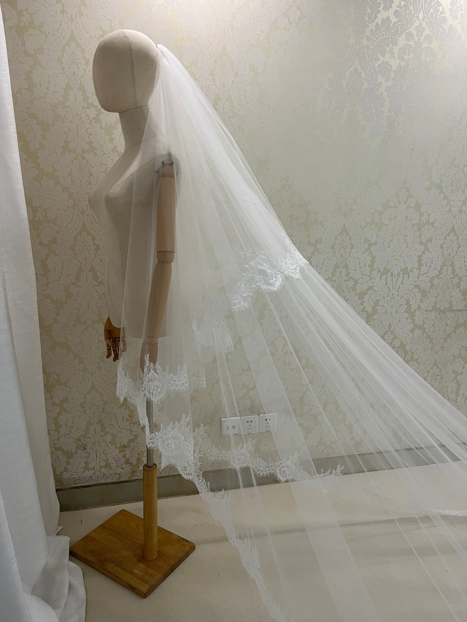 Bridal Veil,wedding Veil,royal Length Veil,blusher Veil,lace Trim Veil ...