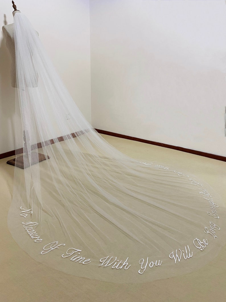 Embroidery Veil Words Veil Cathedral Veil Simple Veil Long | Etsy