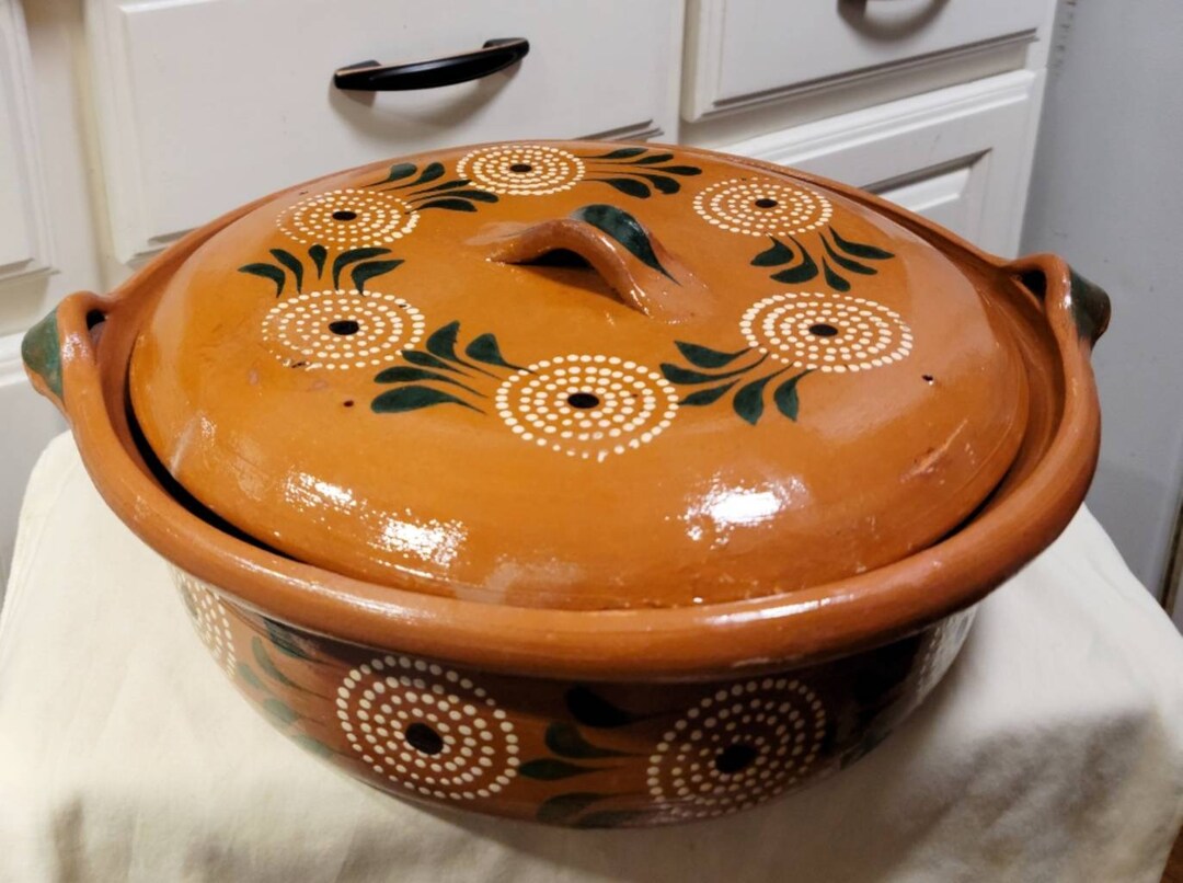 Handmade Clay Pot With Lid Casuela De Barro Con Tapa Rustic - Etsy