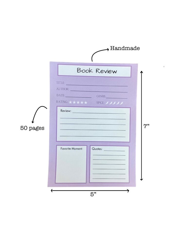 Book Review Notepad - Etsy
