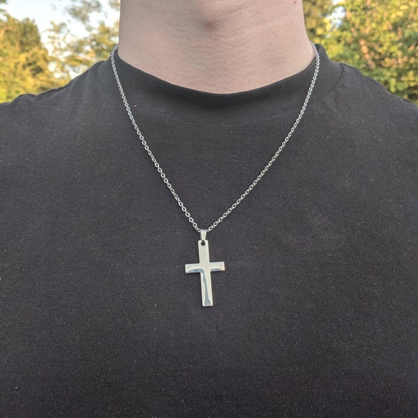Silver Cross Chain - Etsy