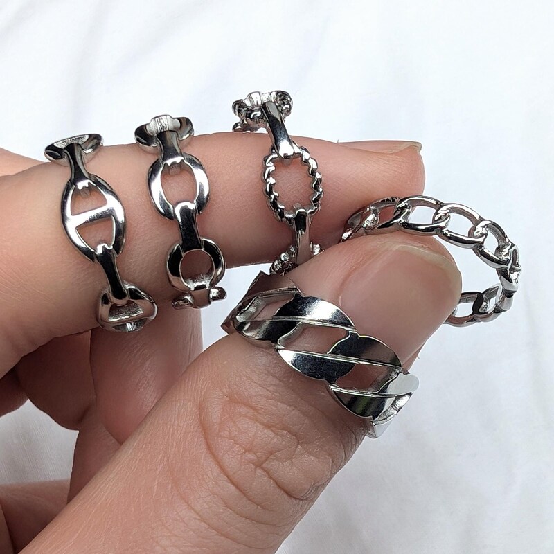 Silver Chain Ring - Etsy