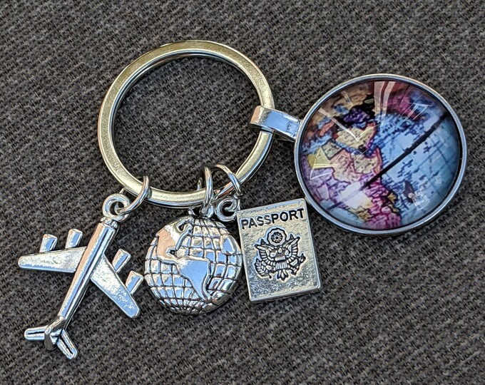 World Map Keyringcopper Key Ringtravel Key - Etsy