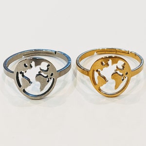 Adjustable World Map Ring Planet Earth Ring Gold/silver - Etsy