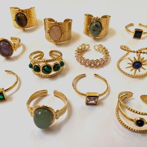 Chunky Gold Gemstone Rings, 18K Gold Ring, Unisex Jewellery Rings, Gift ...