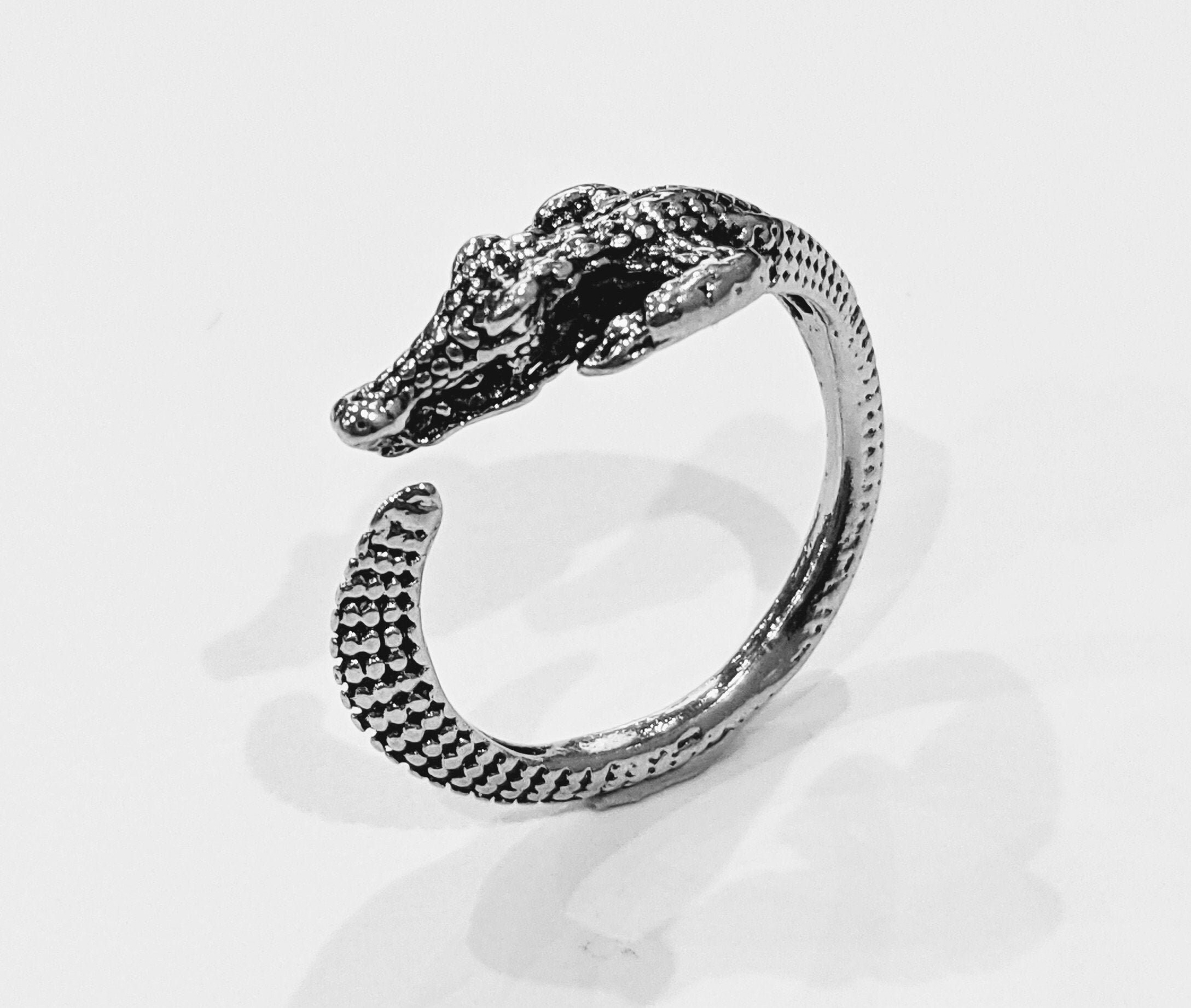 Adjustable Crocodile Ring Silver Dainty Ring Stackable | Etsy