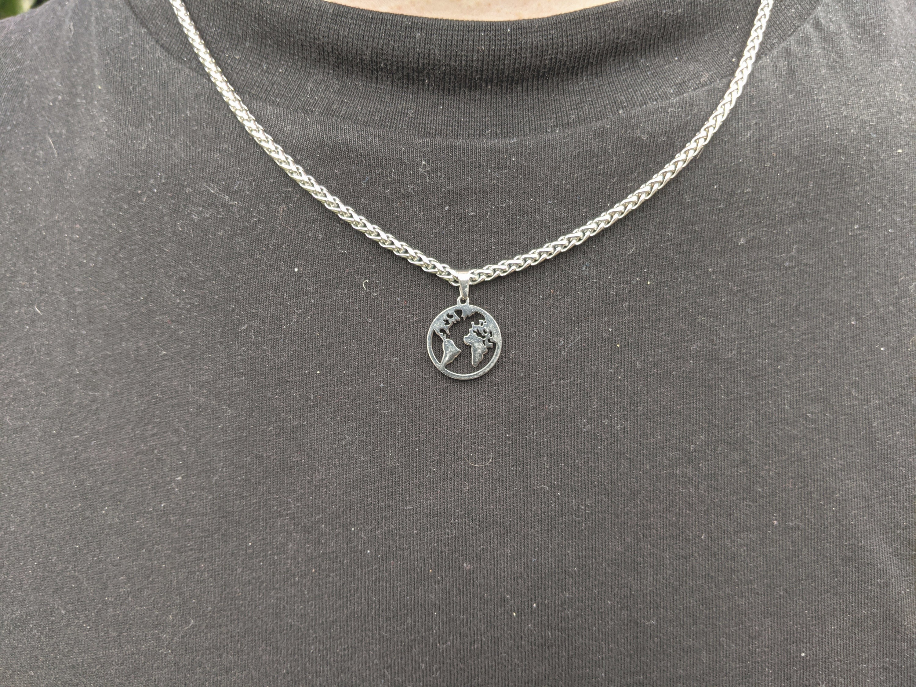 World Map Pendant Silver Planet Earth Chain Travel - Etsy UK