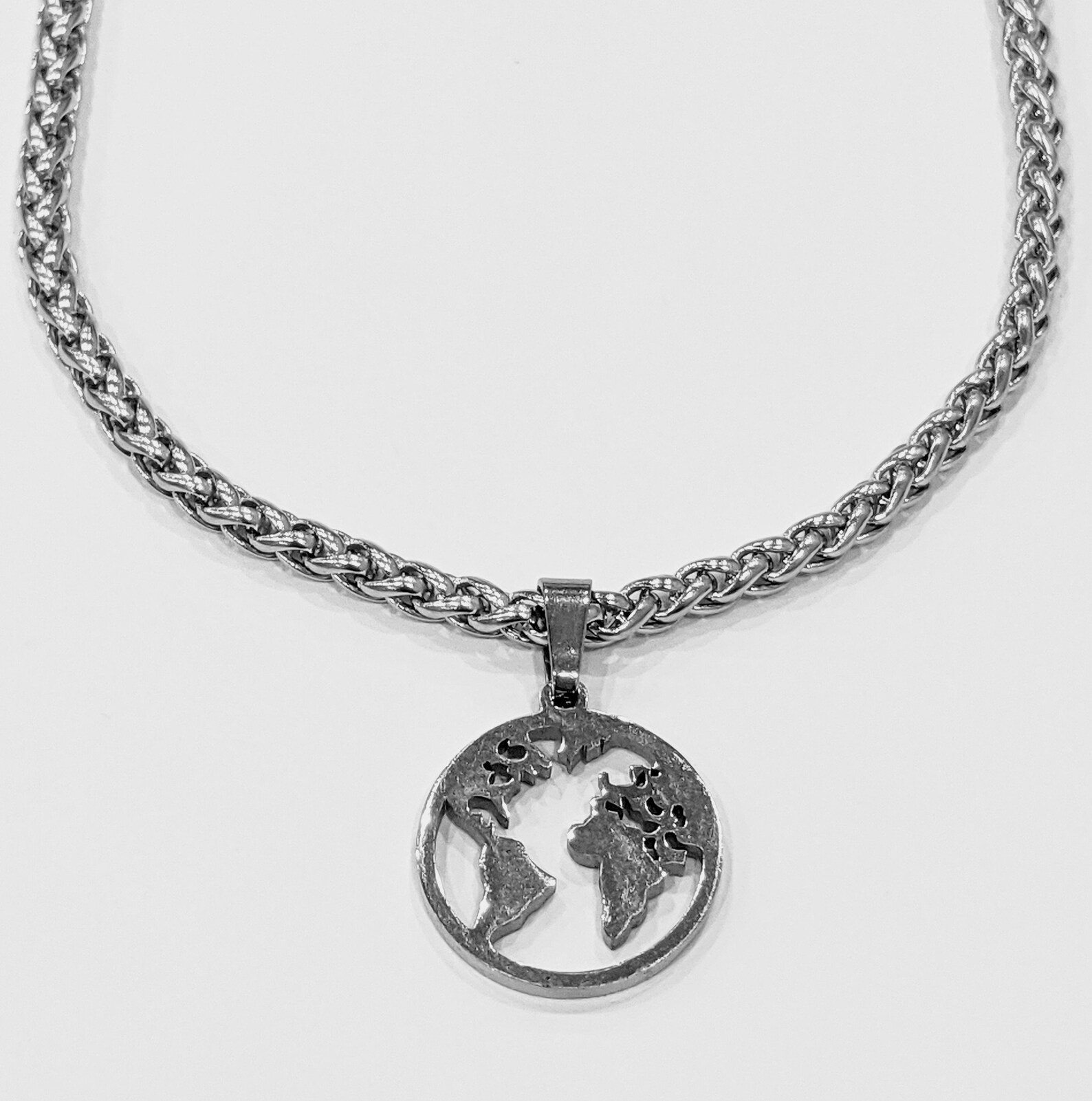 World Map Pendant Silver Planet Earth Chain Travel - Etsy UK