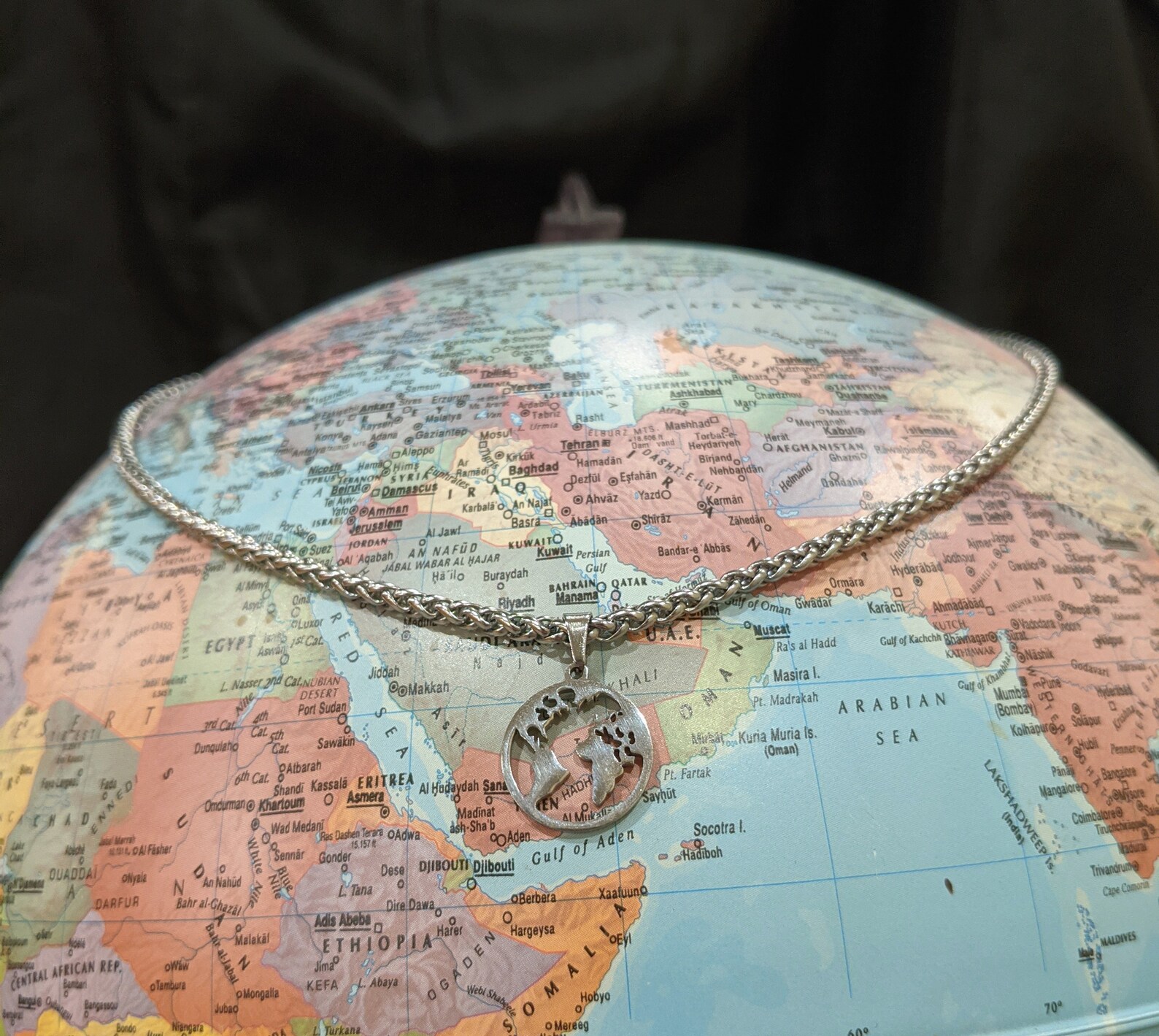 World Map Pendant Silver Planet Earth Chain Travel - Etsy UK