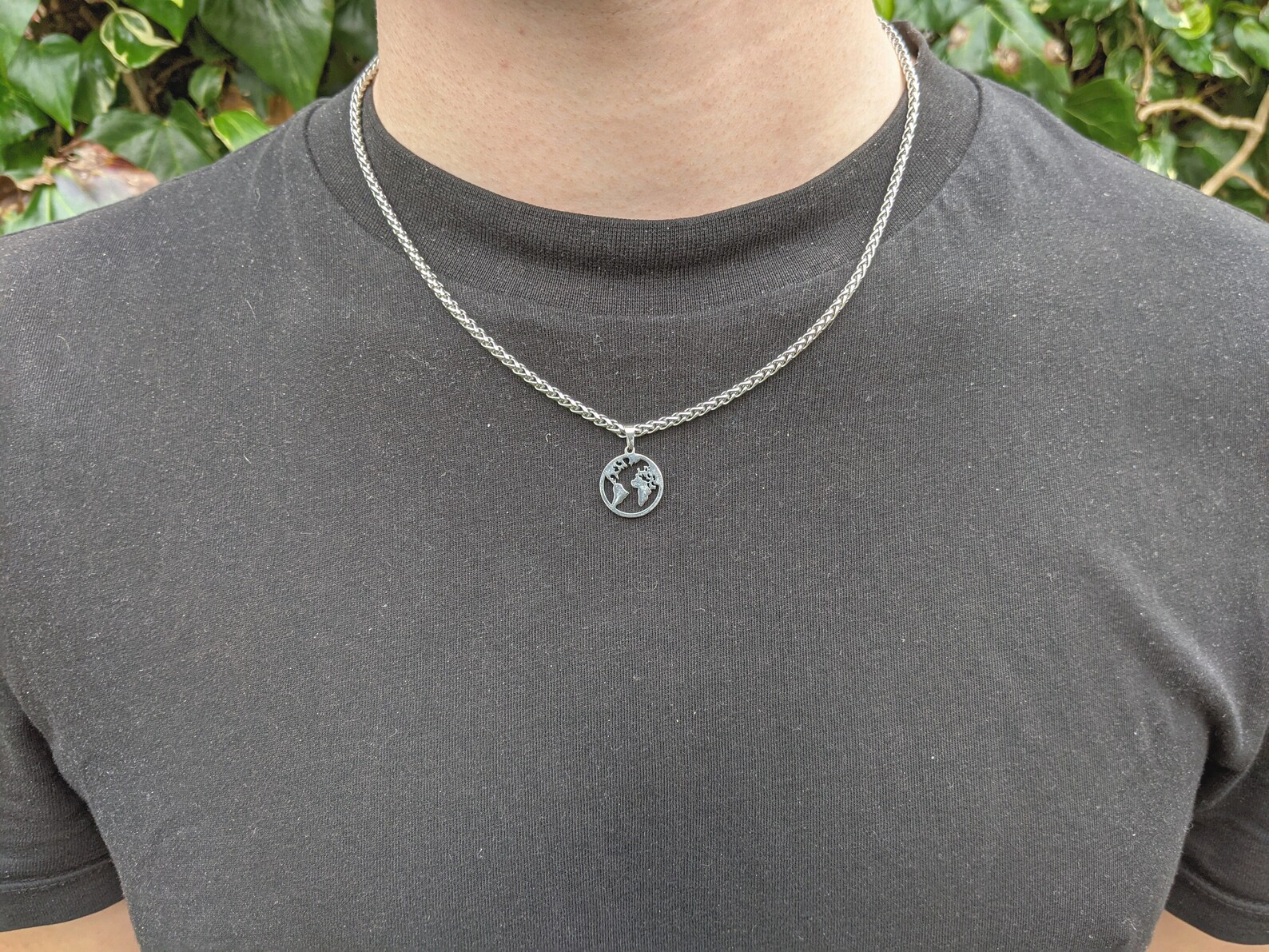 World Map Pendant Silver Planet Earth Chain Travel - Etsy UK