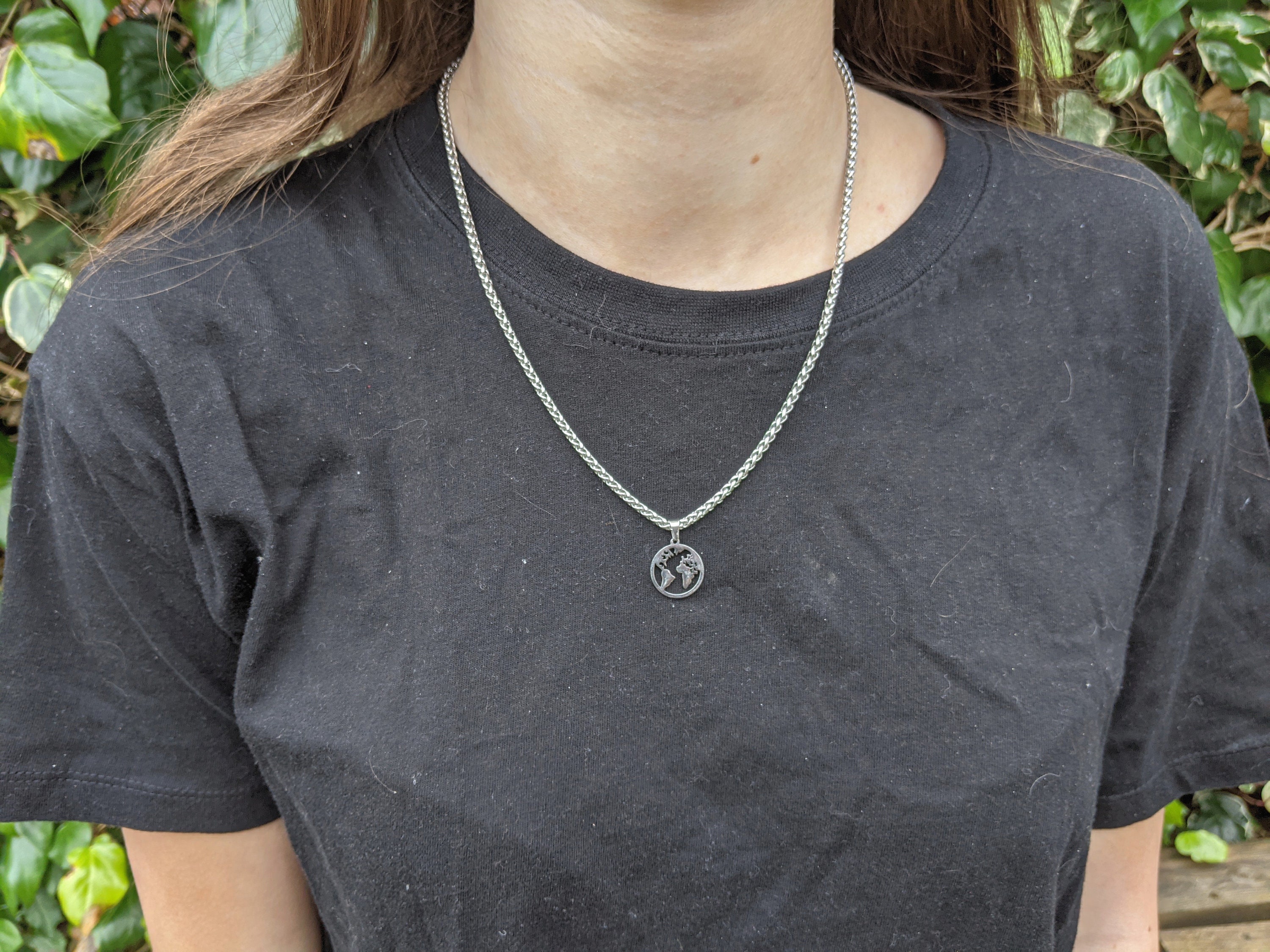 World Map Pendant Silver Planet Earth Chain Travel - Etsy UK