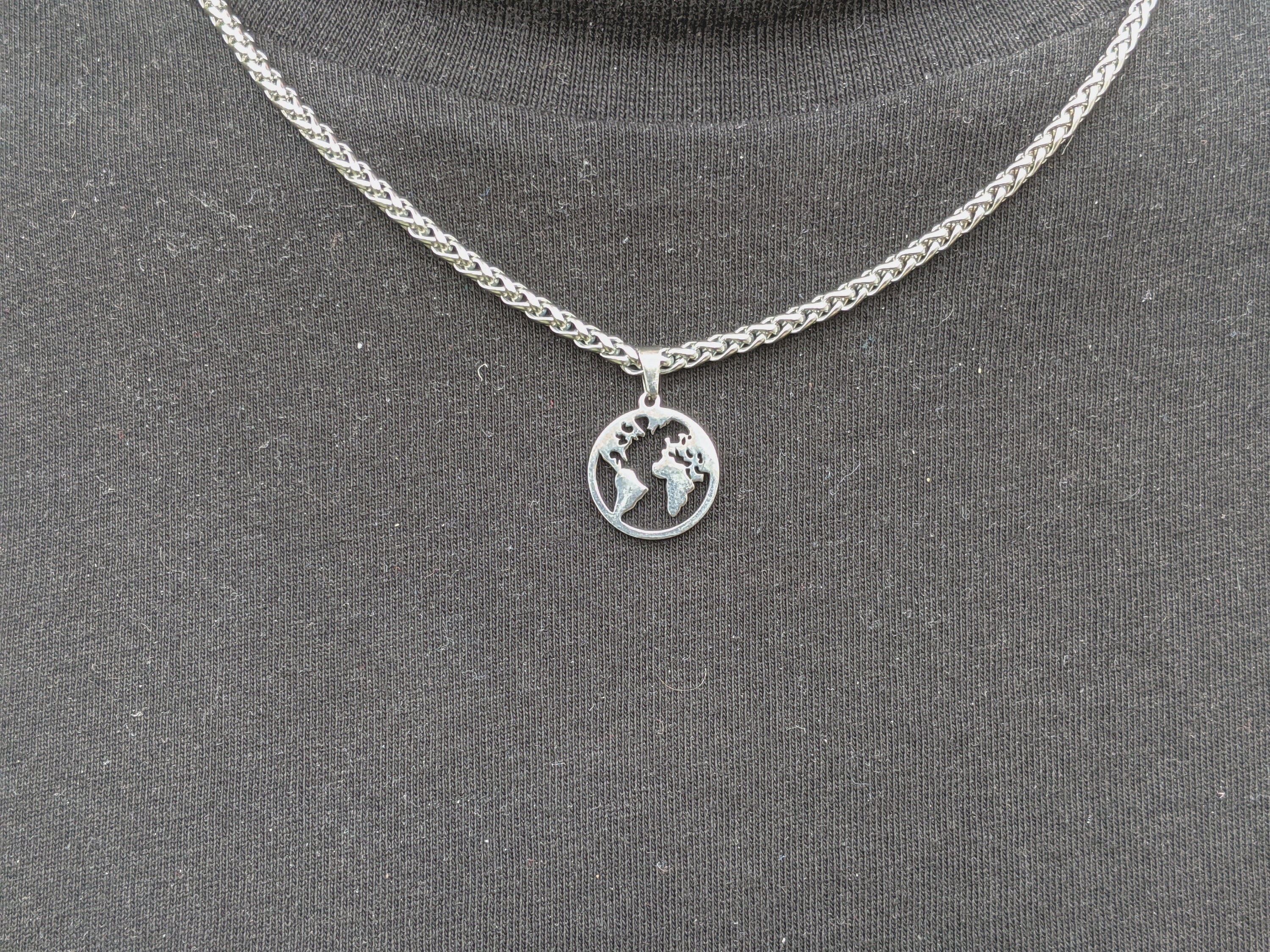 World Map Pendant Silver Planet Earth Chain Travel - Etsy UK